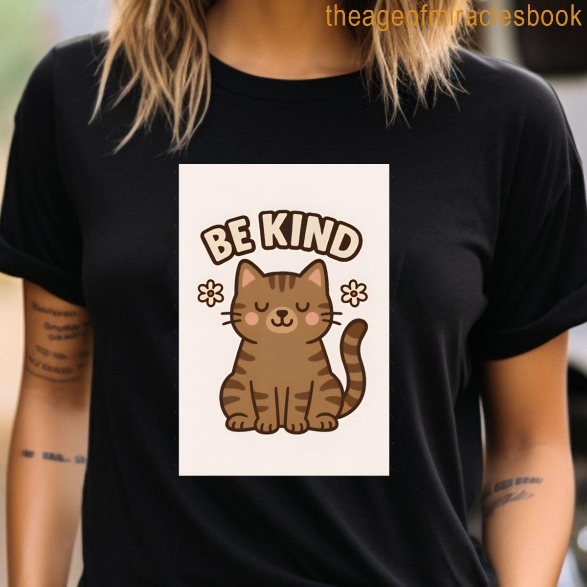 Cute Kindness Cat Cartoon Illustration Oversized T-shirt