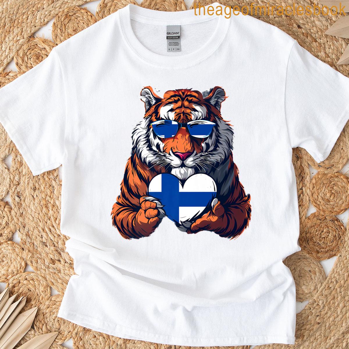 Finland Flag Tiger Heart Finnish Roots Finnish Pride Finn Premium T-shirt