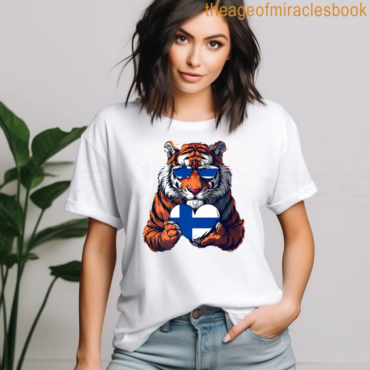 Finland Flag Tiger Heart Finnish Roots Finnish Pride Finn Premium T-shirt