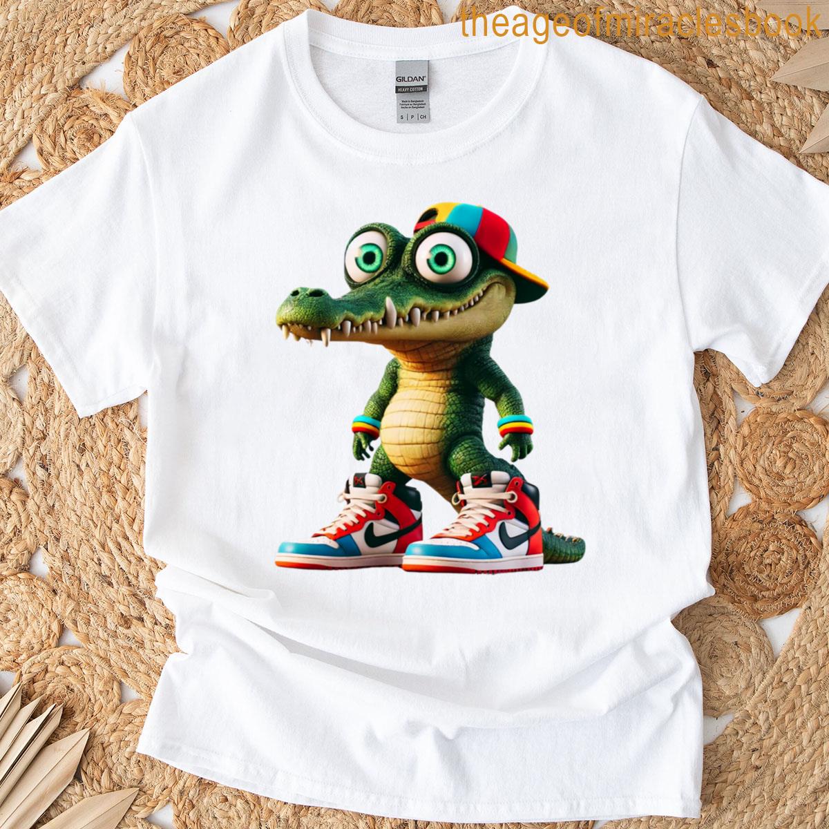 Italian Brainrot Funky Cartoon Crocodile In Sneakers T-shirt