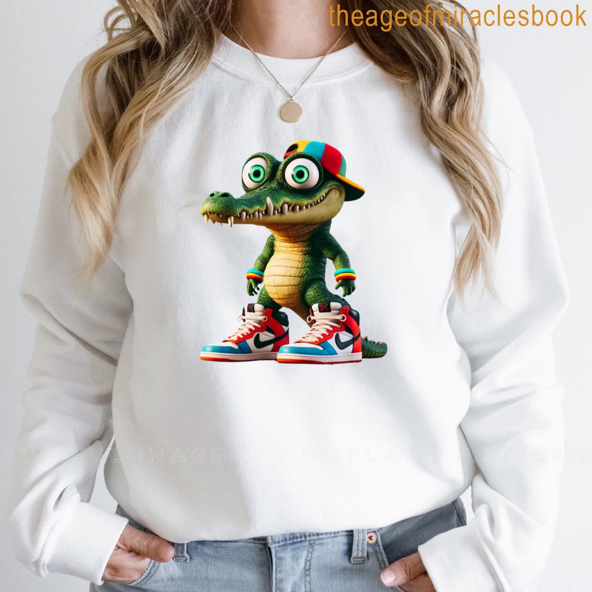 Italian Brainrot Funky Cartoon Crocodile In Sneakers T-shirt