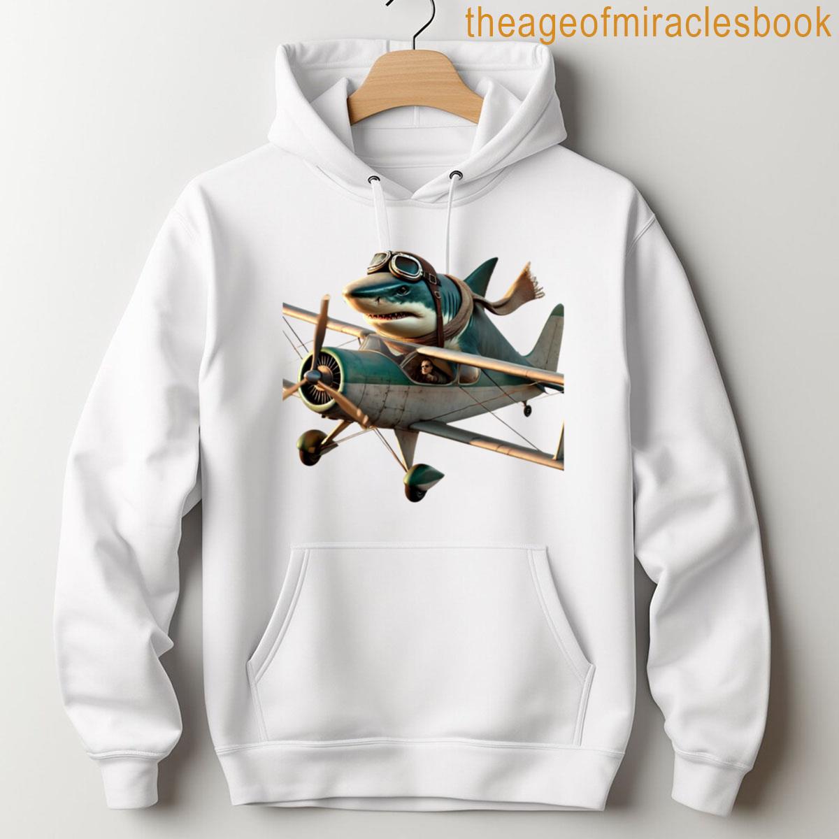 Italian Brainrot Goofy Flying Shark In A Cartoon Plane T-shirt