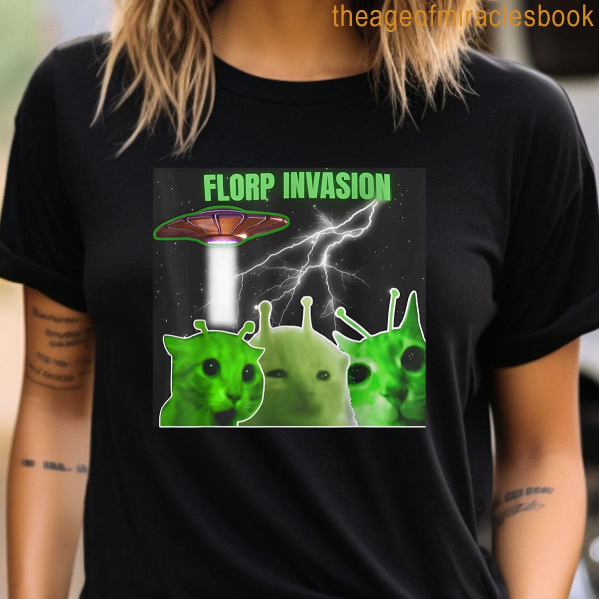 Italian Brainrot Meme Gen Z - Glerp Glorp Funny Cat Alien Brainrot T-shirt