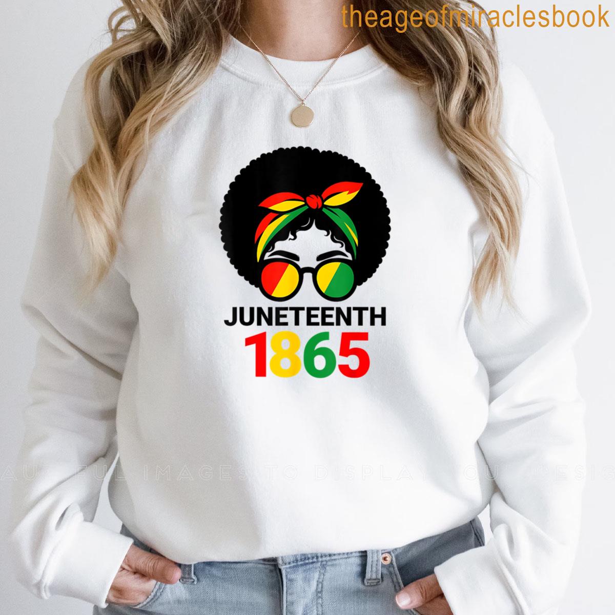 Juneteenth Afro Woman 1865 Freedom Day Black Pride 2025 T-shirt