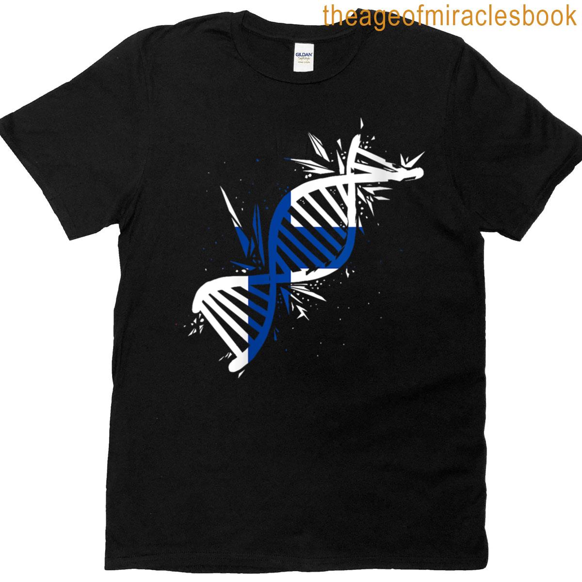 Womens Finland Flag Molecule Dna Finnish Pride Finnish Roots T-shirt