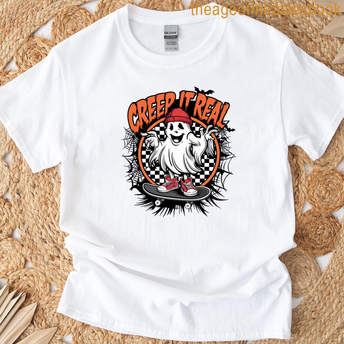 Creep It Real Skater Ghost Halloween T-shirt