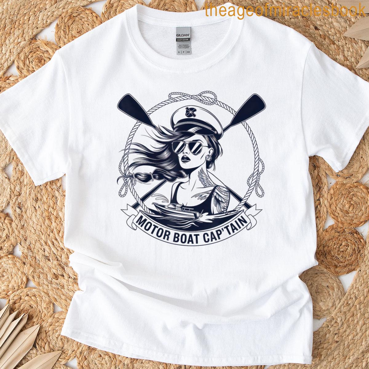 Motor Boat Captain Men Women Chummy Pontoon Boating T-shirt