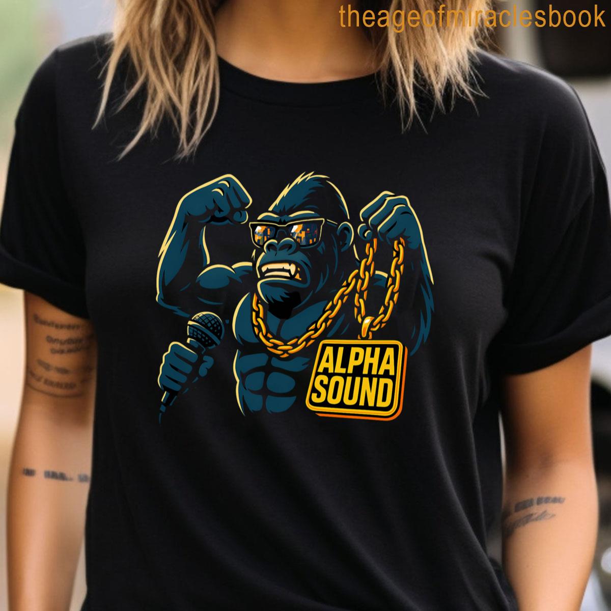 Muscular Gorilla Rapper Illustration Alpha Sound Design T-shirt