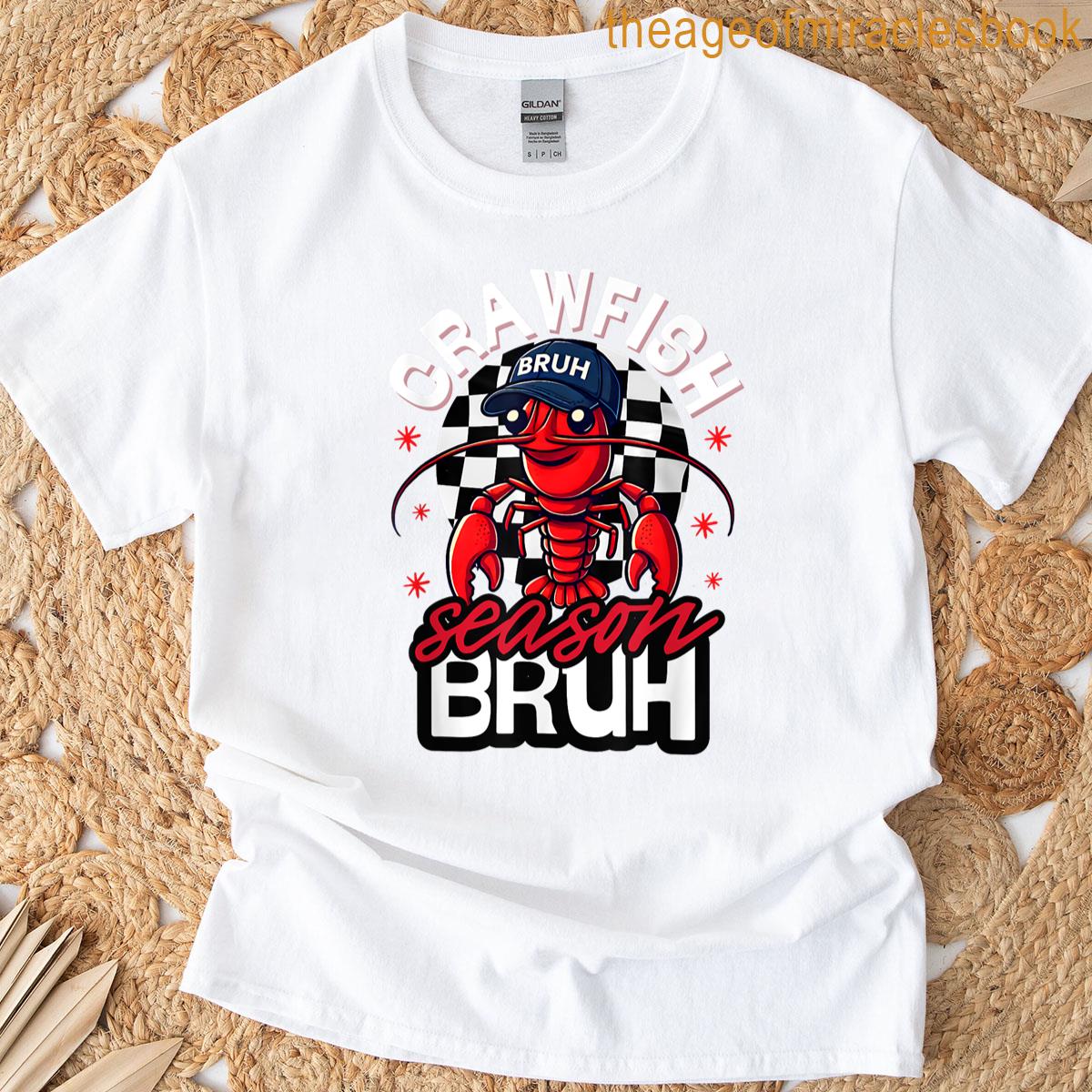 Crawfish Season Bruh Funny Crawfish Hat Boy Crawfish Preppy T-shirt