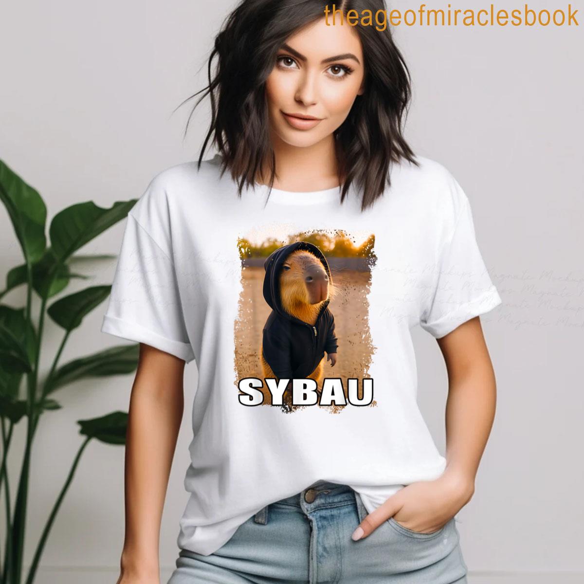 Funny Sybau Ironic Capybara Meme Sigma Brainrot Quote T-shirt