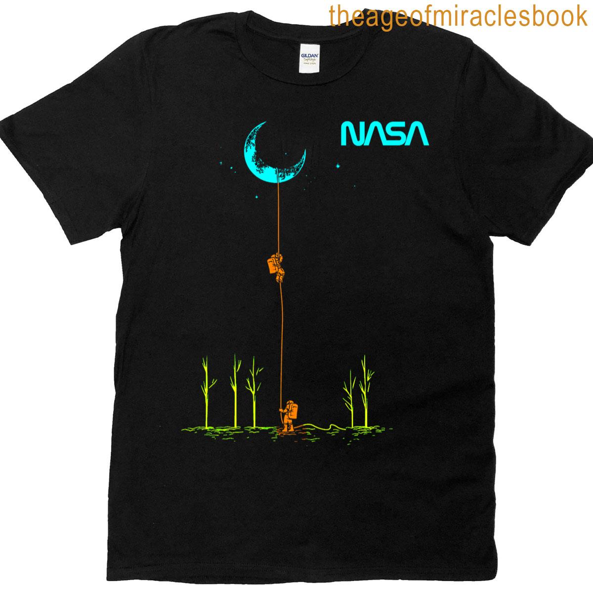 Nasa Astronauts Rope Climbing To The Moon Worm Logo Premium T-shirt