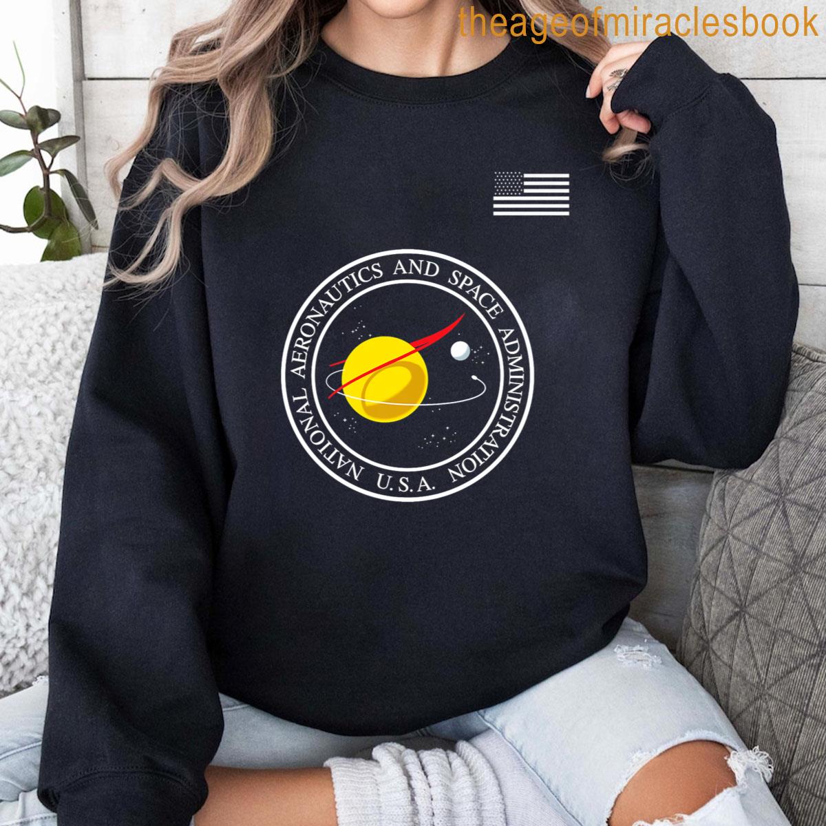 Nasa Seal Logo And Famous Us Flag Premium T-shirt