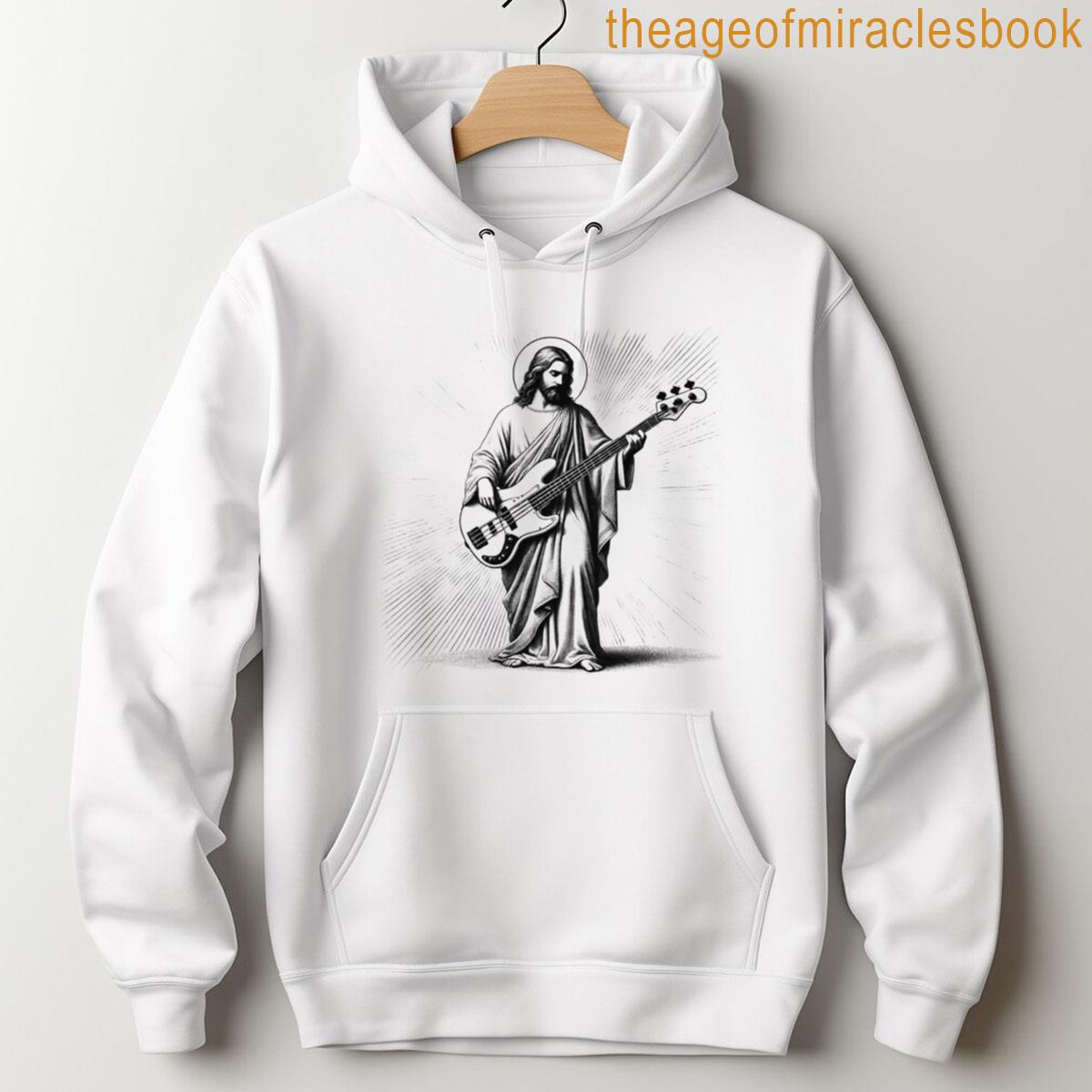 Jesus Playing Bass Guitar Guitarist Christian Vintage Rocker Rock T-shirt