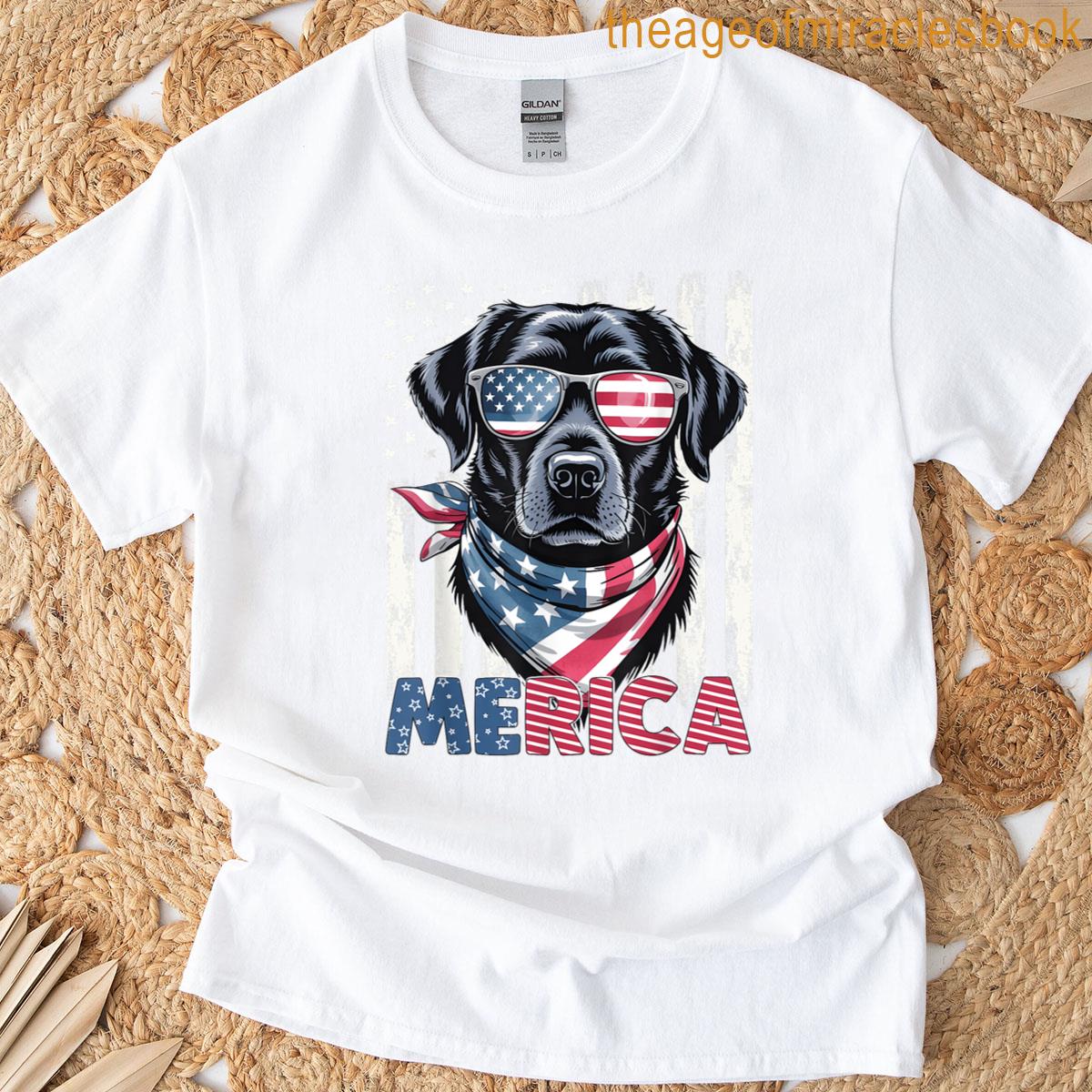 Labrador Retriever Usa Flag Merica Patriotic Dog 4th July T-shirt