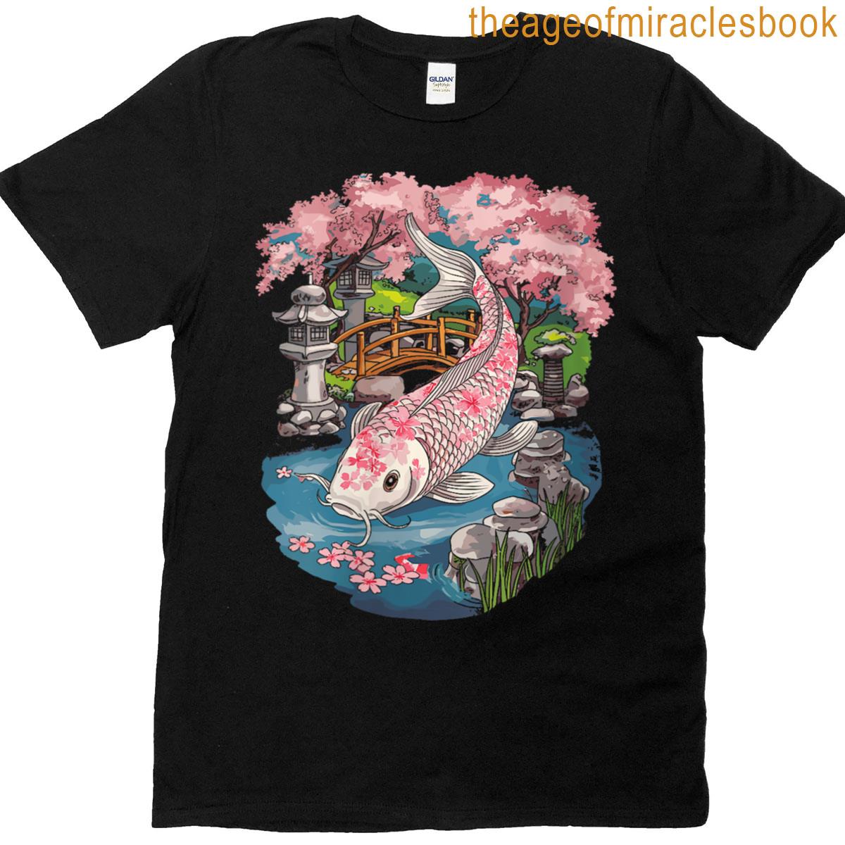 Womens Cherry Blossom Koi Fish Japanese Sakura Japanese Carp T-shirt