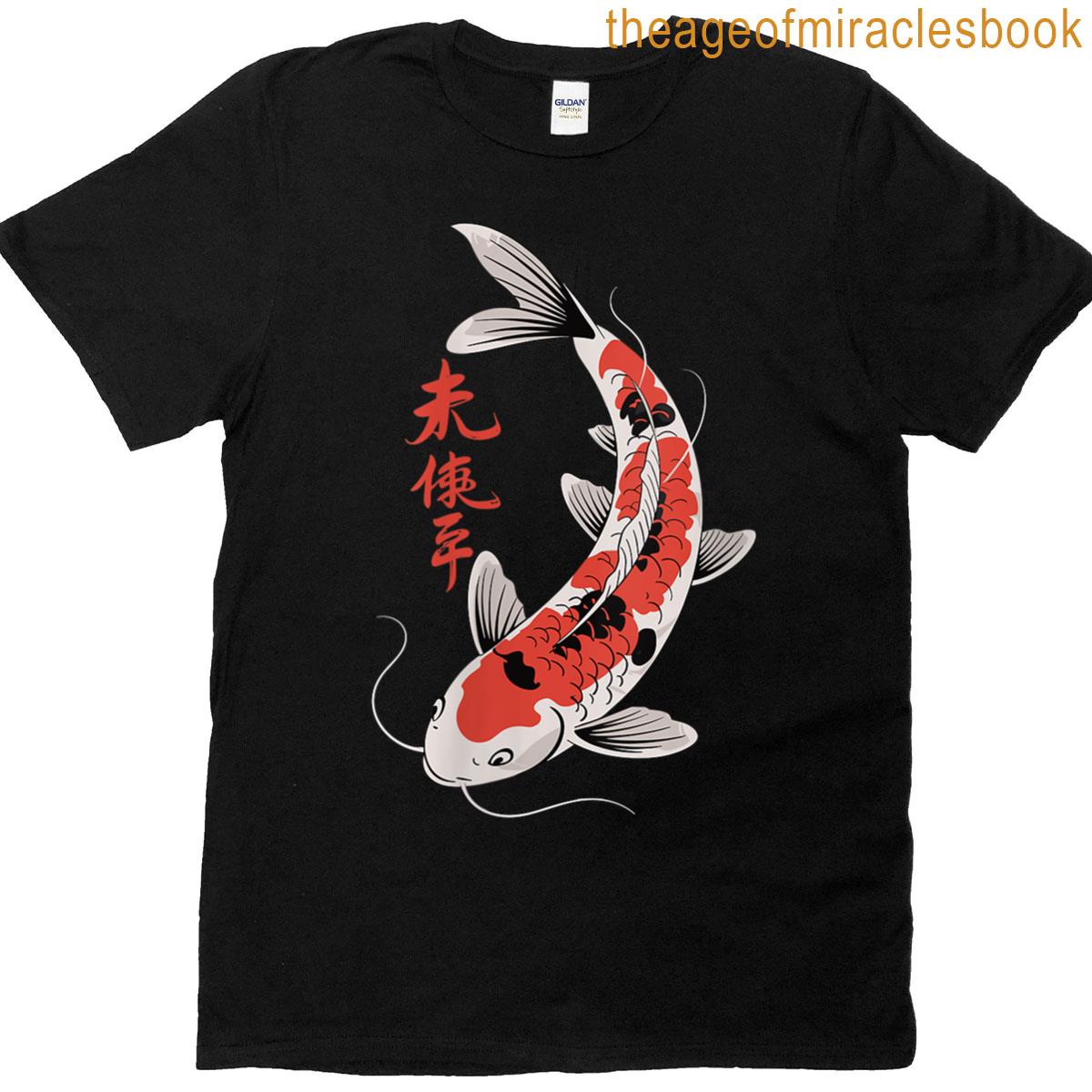 Womens Red Koi Fish With Japanese Calligraphy T-shirt