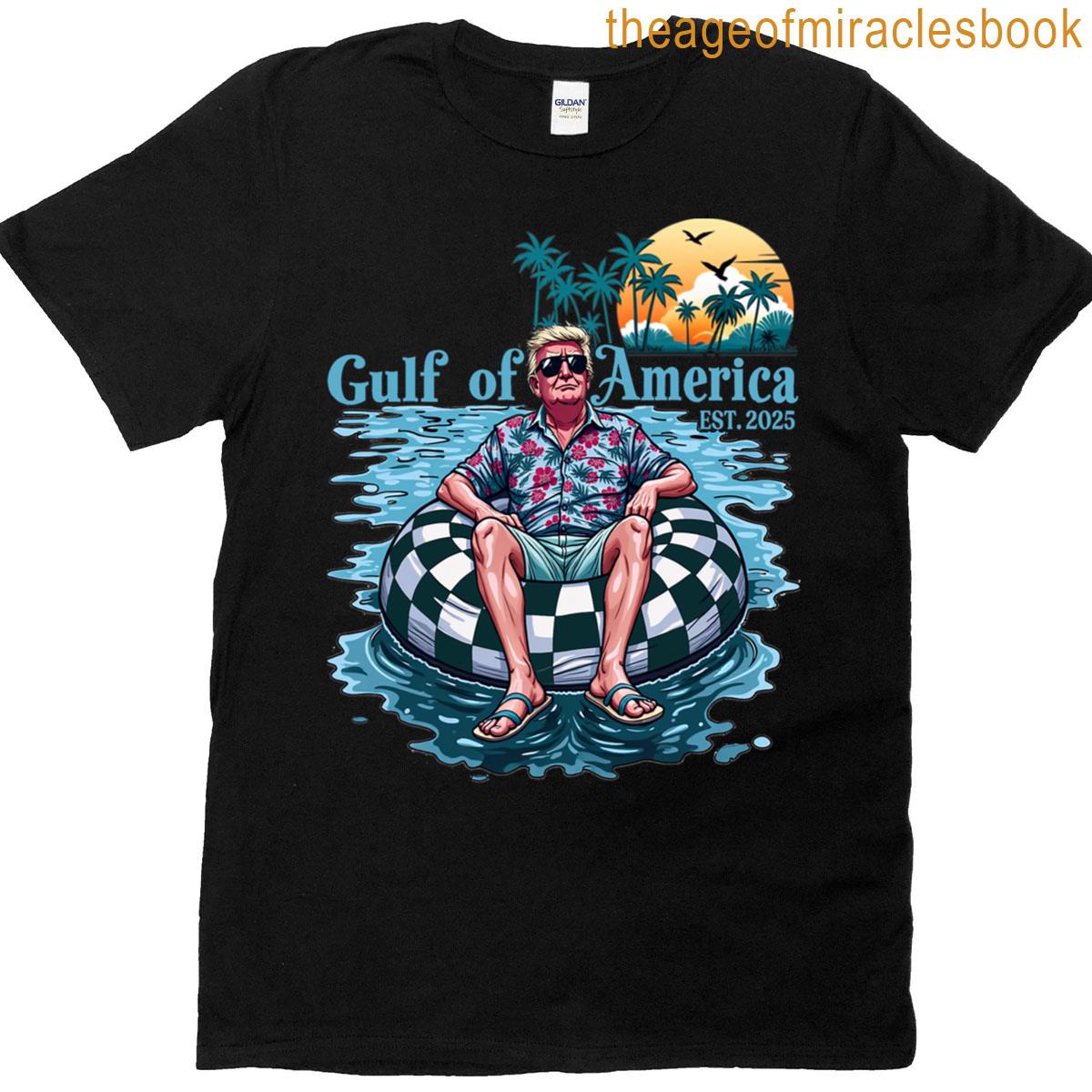 America Gulf Of Us Funny Trump Est 2025 Beach Sunset Retro T-shirt