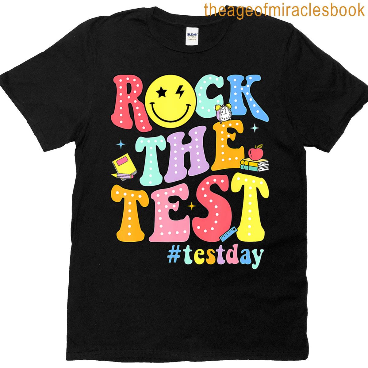 Motivational Retro Teacher Student Day Testing Rock The T-shirt