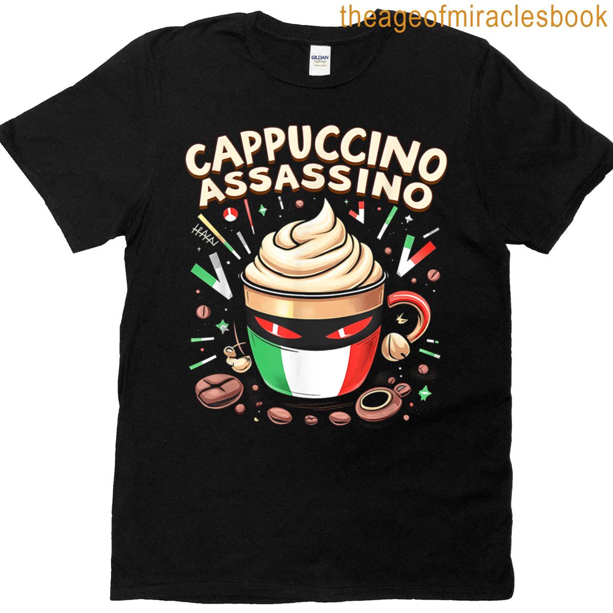Cappuccino Assassino Coffee Lover Italian Flag Brainrot Meme T-shirt