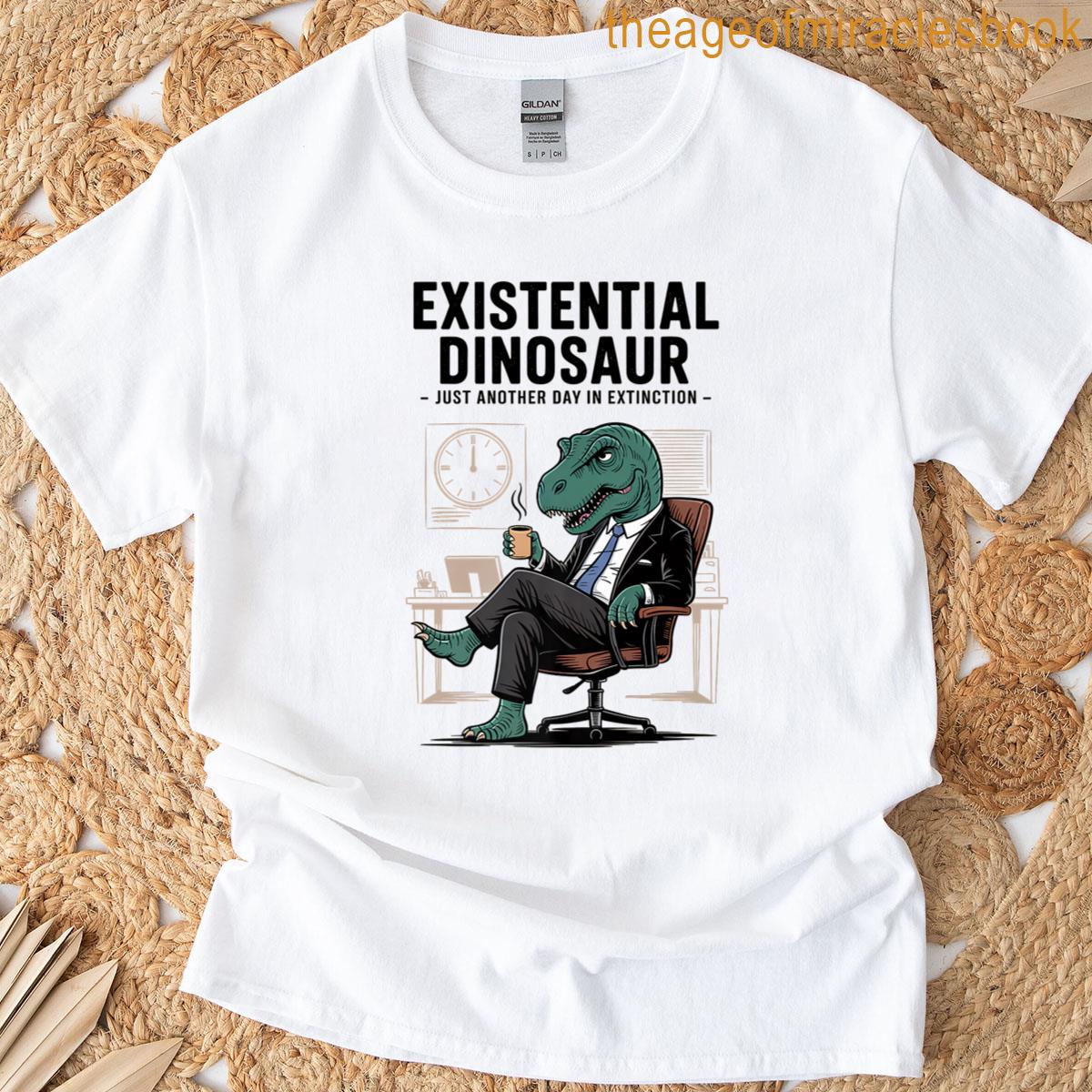 Existential Burnout Dinosaur With Coffee Office Vibe Premium T-shirt