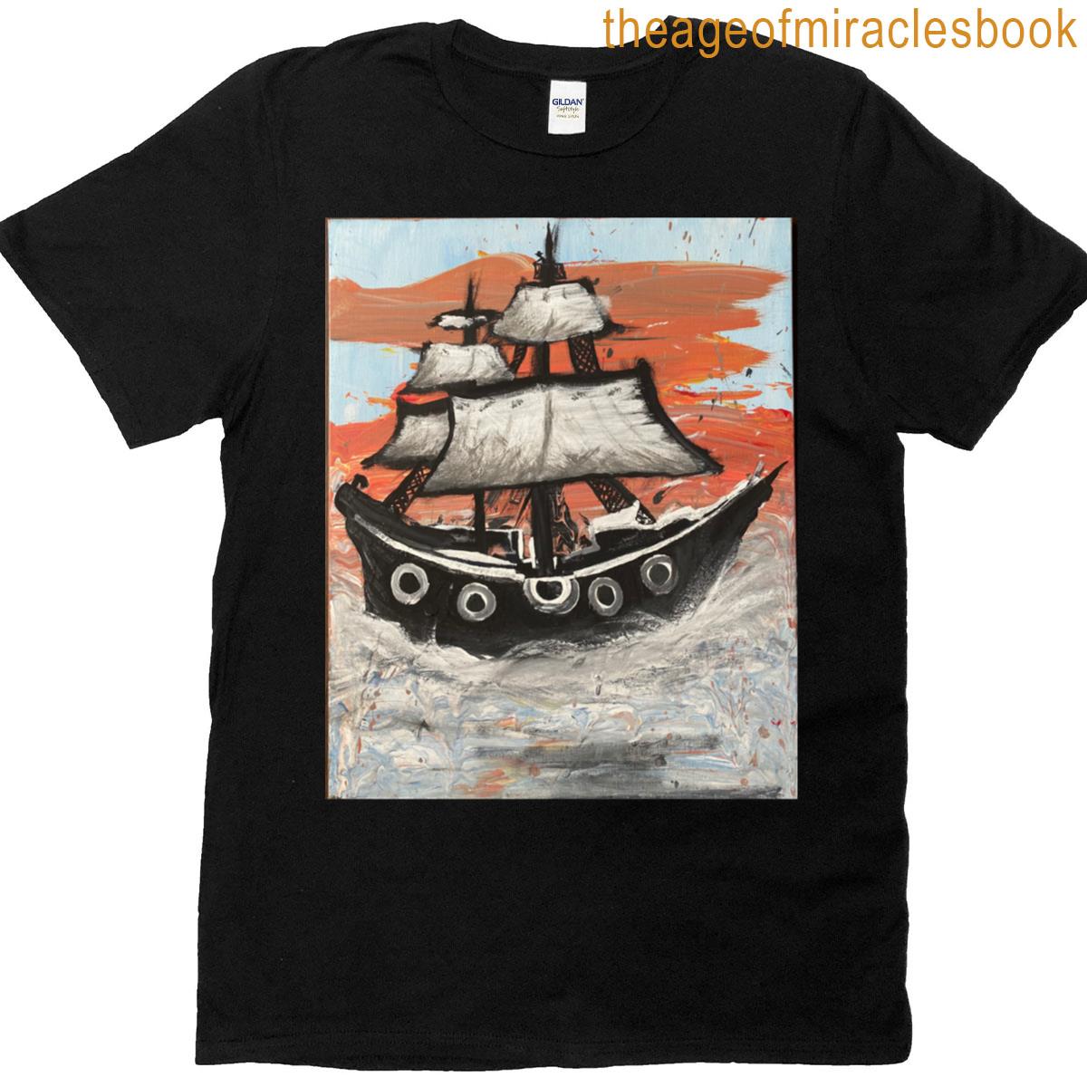 Sunset Pirate Ship T-shirt
