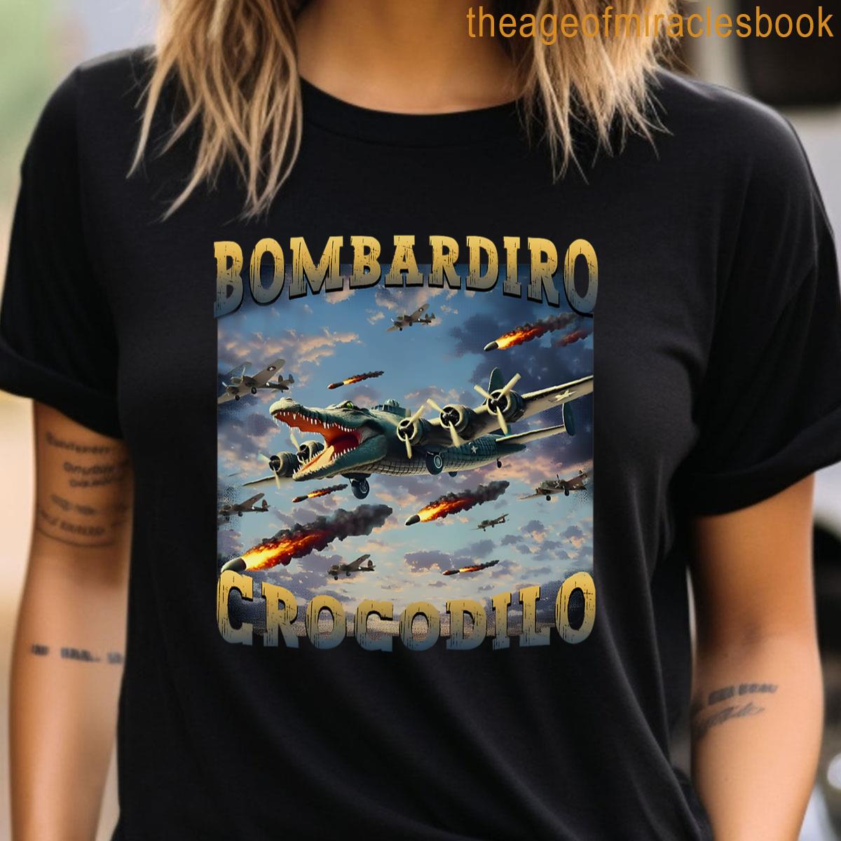 Funny Crocodile Meme Bombardiro Crocodilo Funny Brain Rot T-shirt