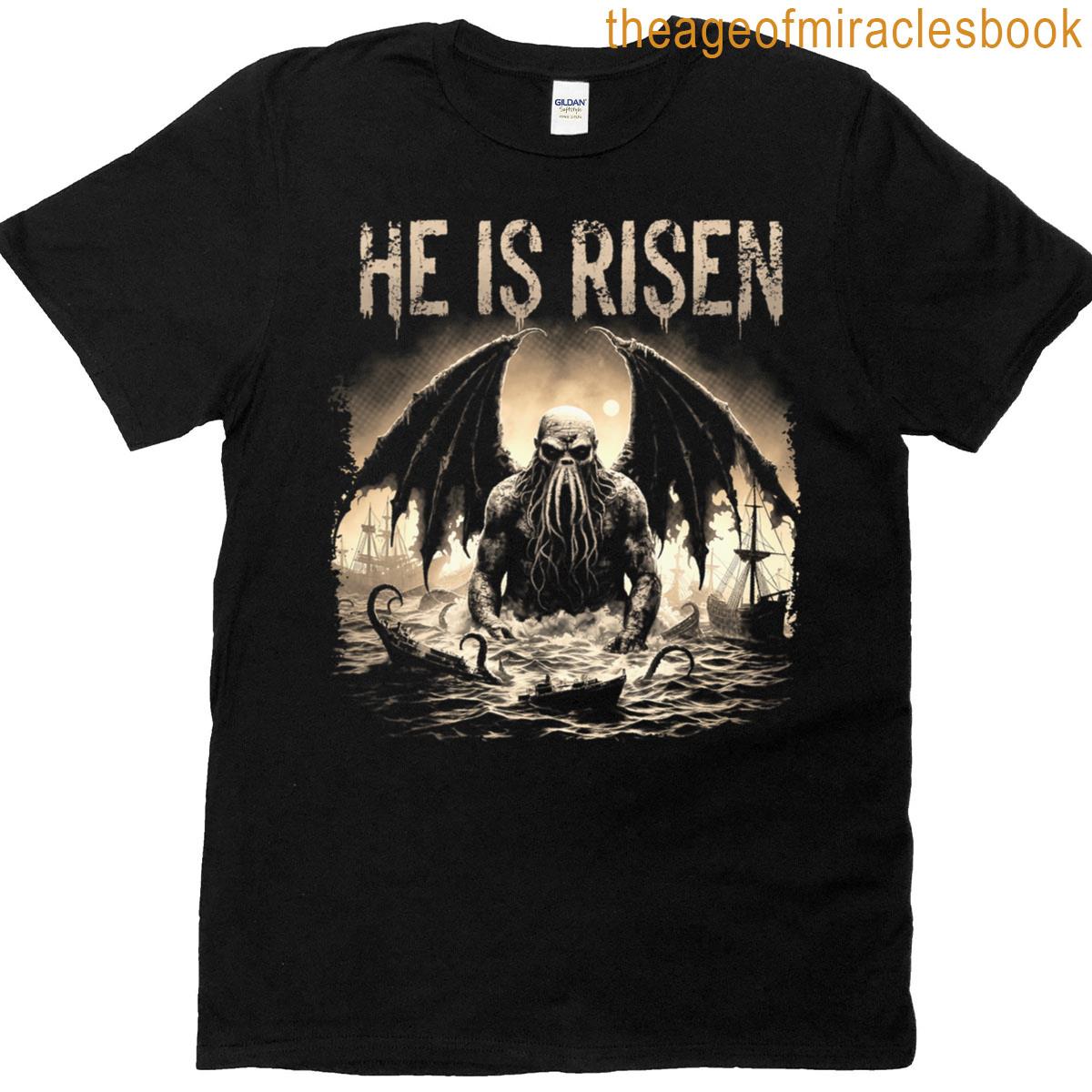 Cthulhu He Is Risen Vintage Cthulhu Easter Horror T-shirt
