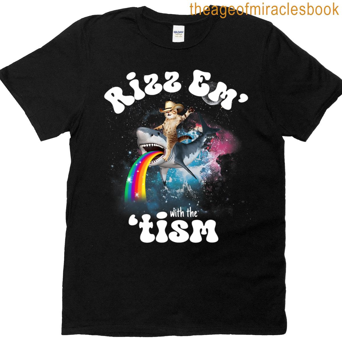 Rizz Em With The Tism Funny Meme Y2k Cat Autism Awareness T-shirt