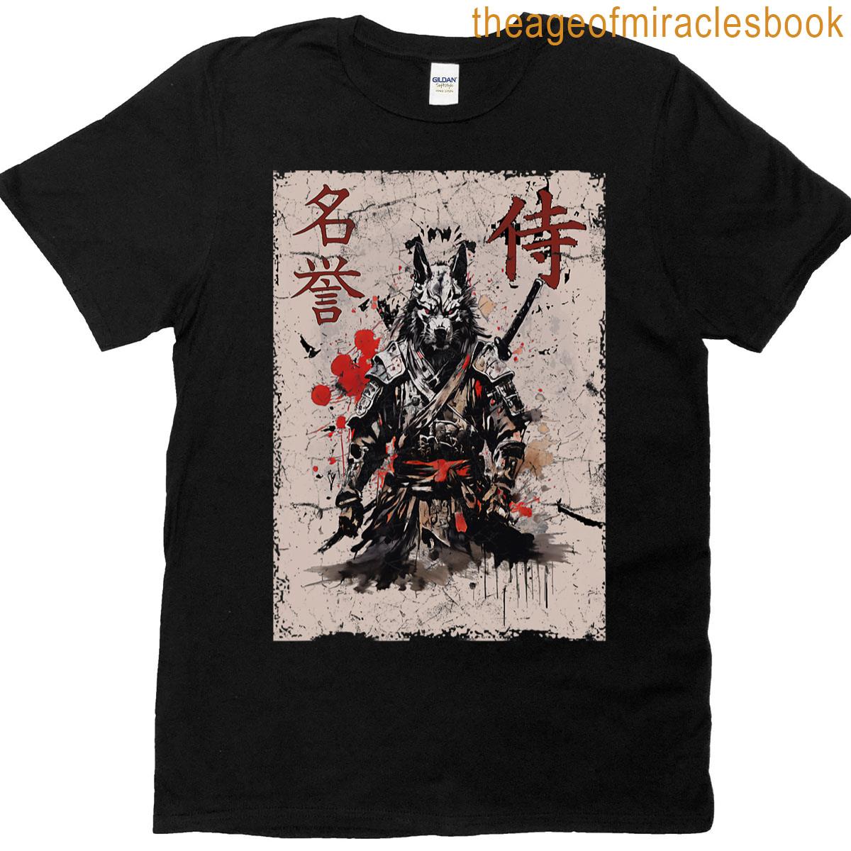 Samurai Warrior Dog Graphic Cool Japanese Art Dog T-shirt