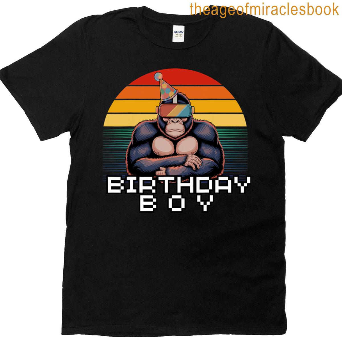 Gorilla Birthday Decorations Monkey Tag Vr Gamer For Kid T-shirt