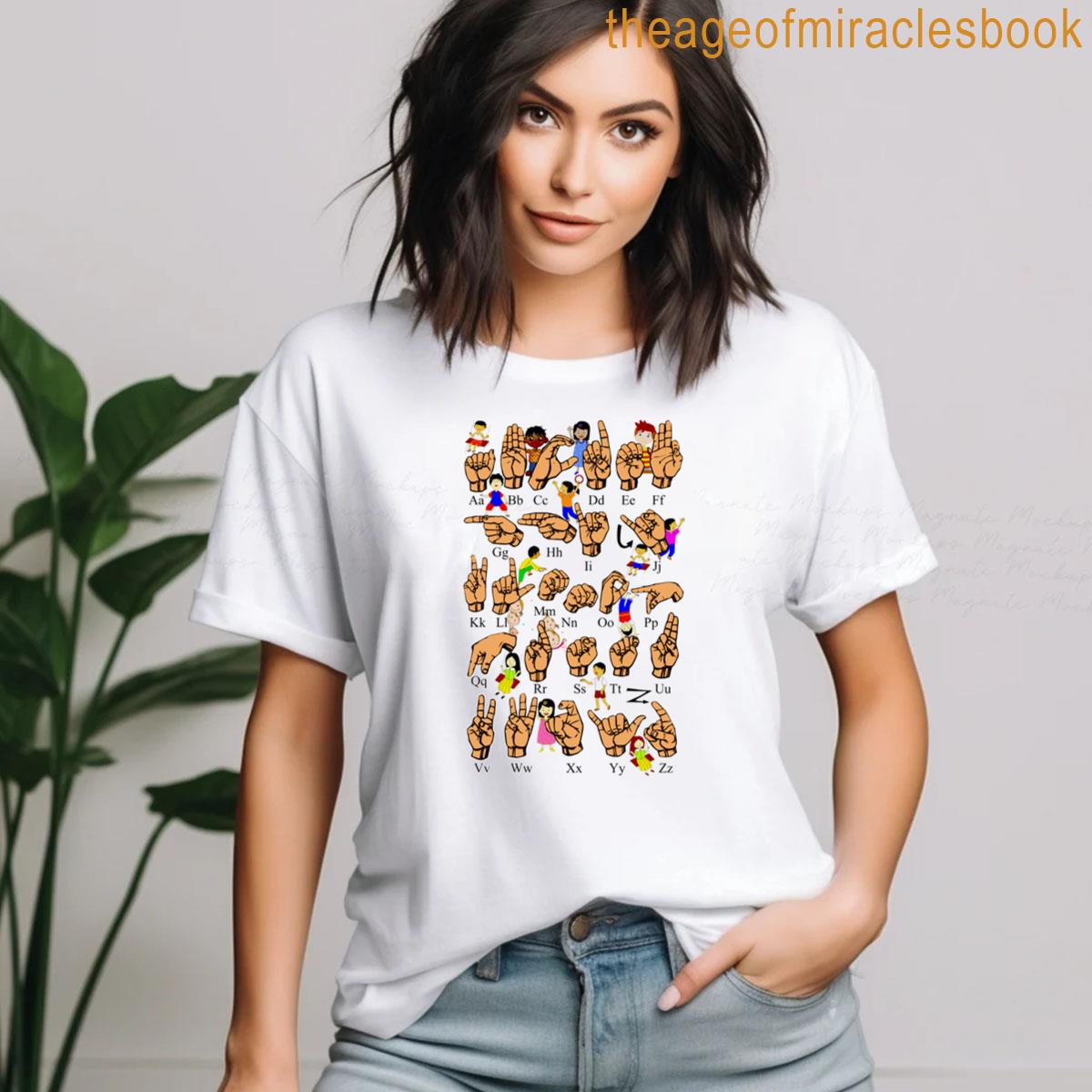 Asl Alphabet Kids Cute American Sign Language Cartoon Classic T-shirt