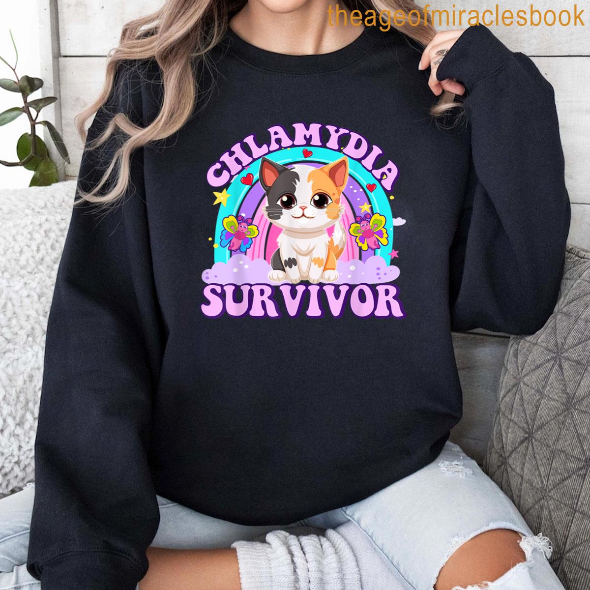 Chlamydia Survivor Cat Meme Funny For Men Adult Humor T-shirt