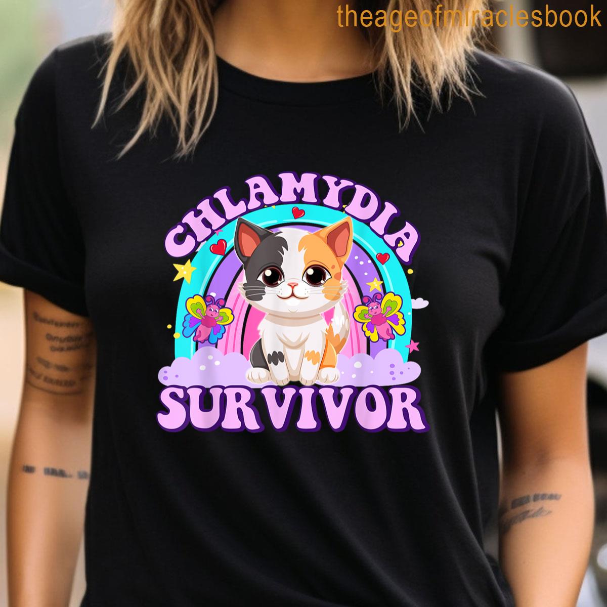 Chlamydia Survivor Cat Meme Funny For Men Adult Humor T-shirt