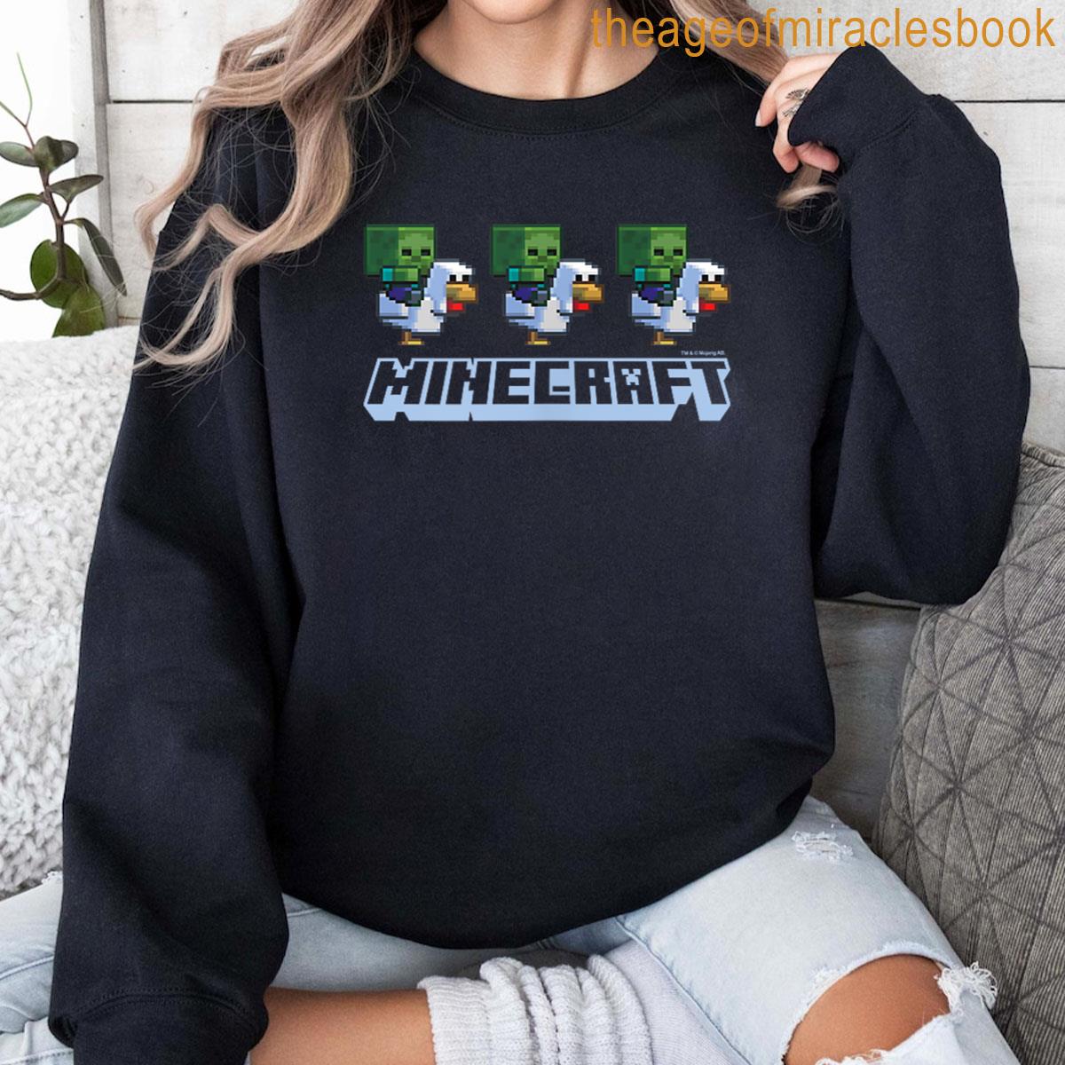 Minecraft Chicken Jockey Chibi Pixelated Logo T-shirt