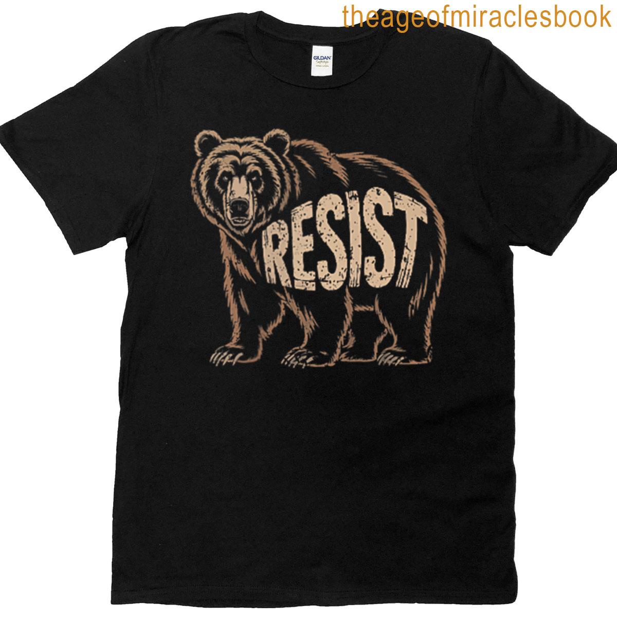 Vintage The Resist Bear Meme For Women Men National Park T-shirt