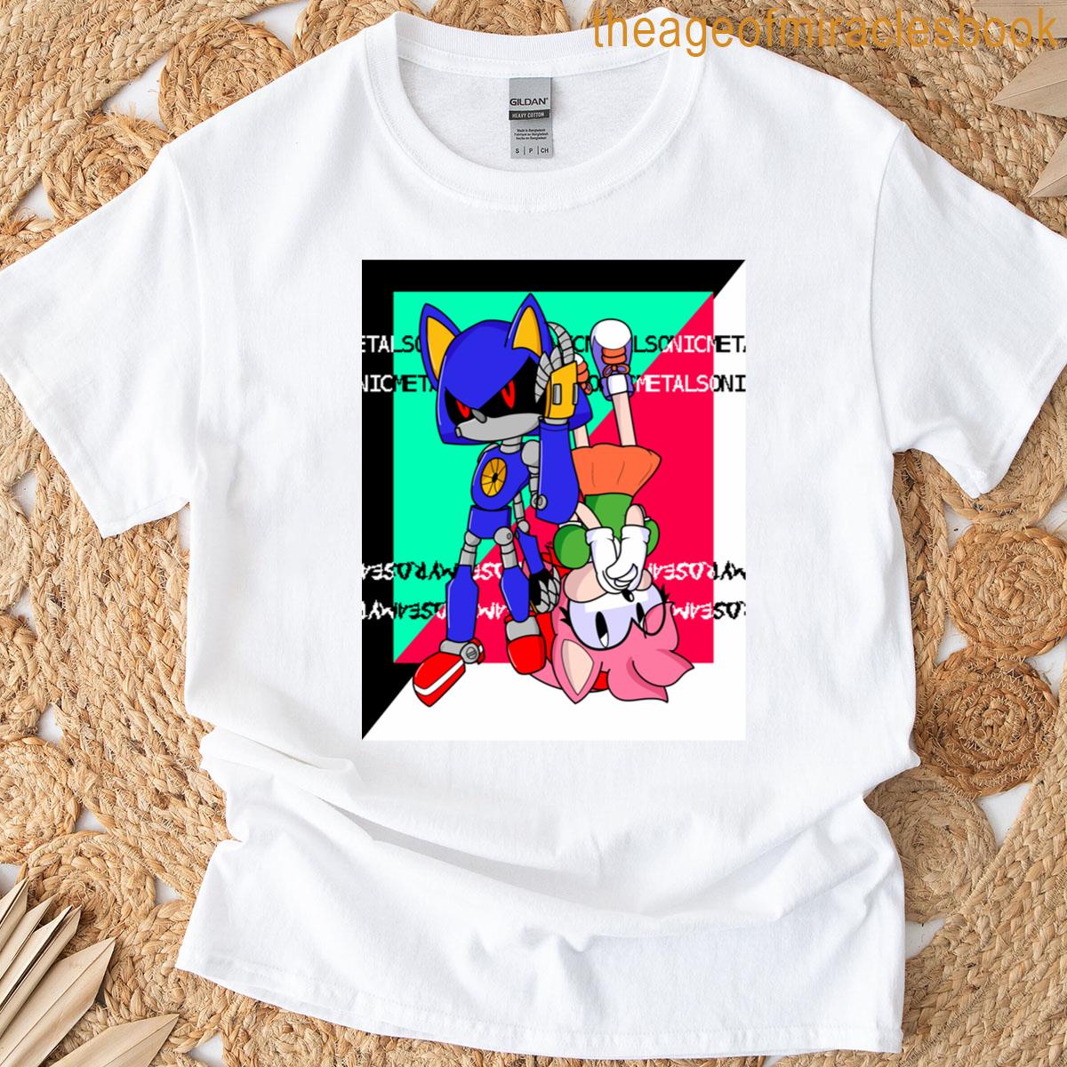 Sonic Cd Metal Sonic Amy Rose Split Design T-shirt