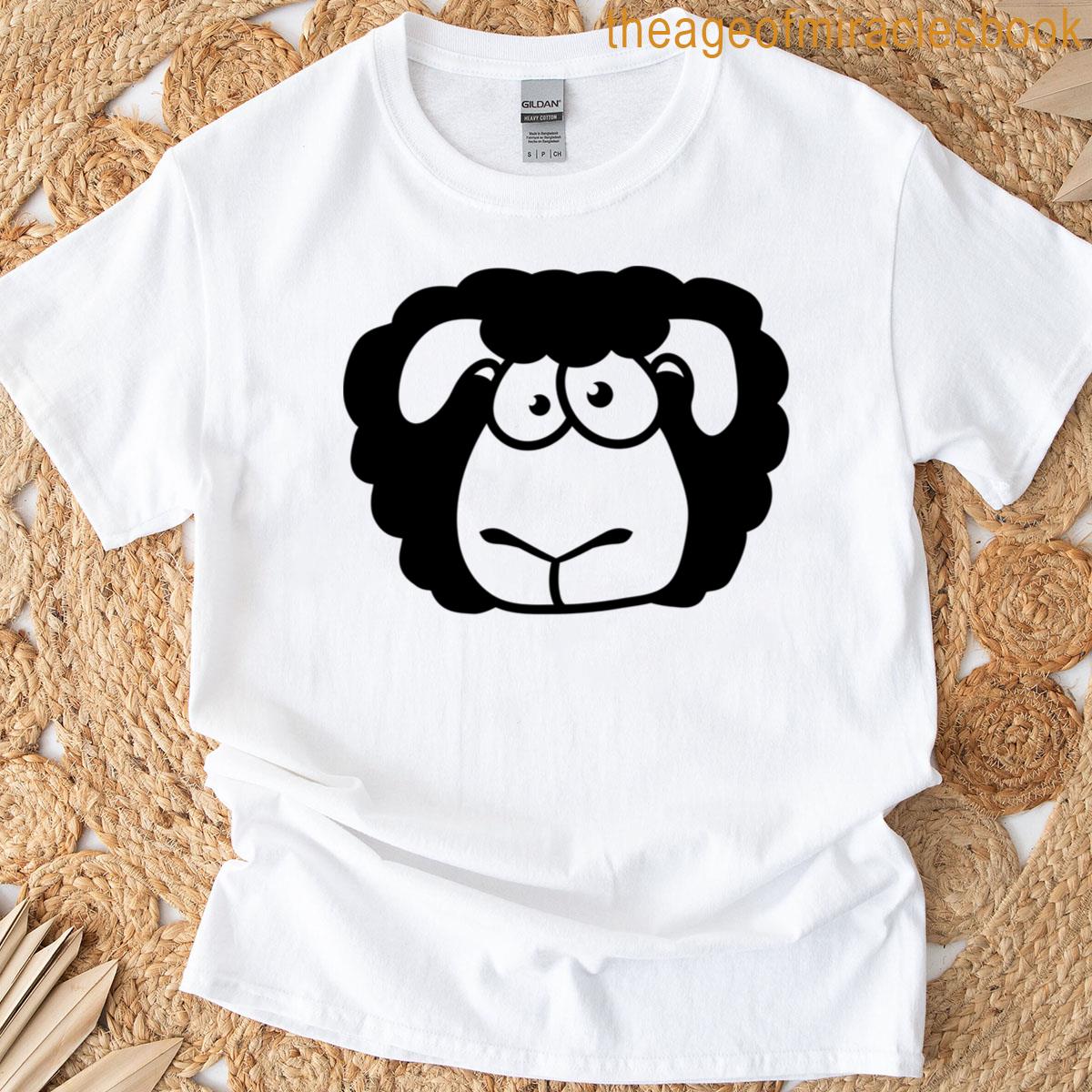 Stupid Sheep Face Head Funny Anxious Cool Stare T-shirt