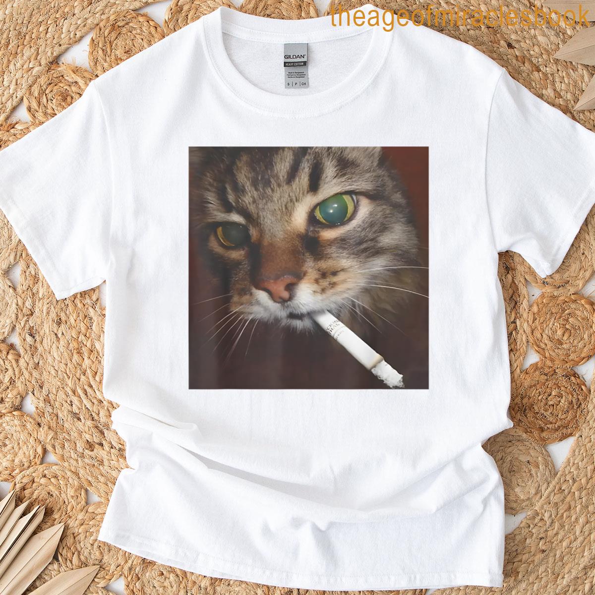 Funny Smoking Cat Cigarette Kitty Gen Z Meme Cat Lover T-shirt
