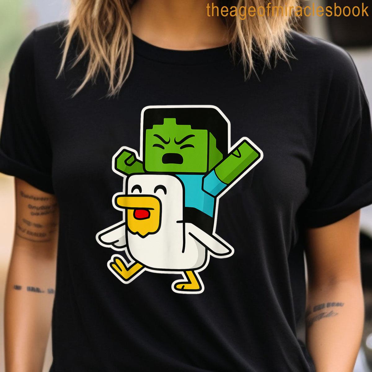 Jock Chicken Pixel Art Gamer Zombie Boys Kids Funny T-shirt