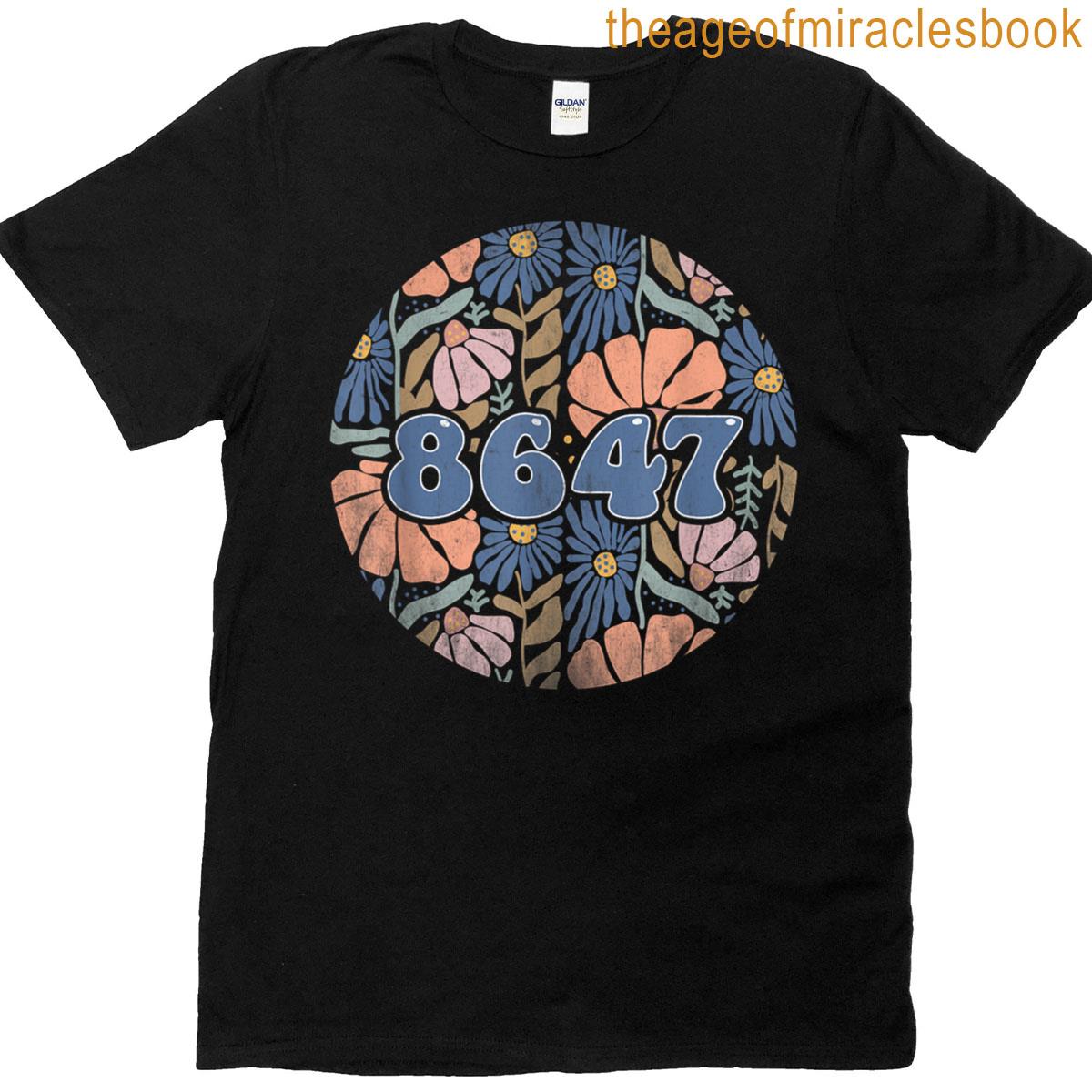 Vintage Retro 8647 Subtle Anti Trump 86 47 Floral Boho Style T-shirt