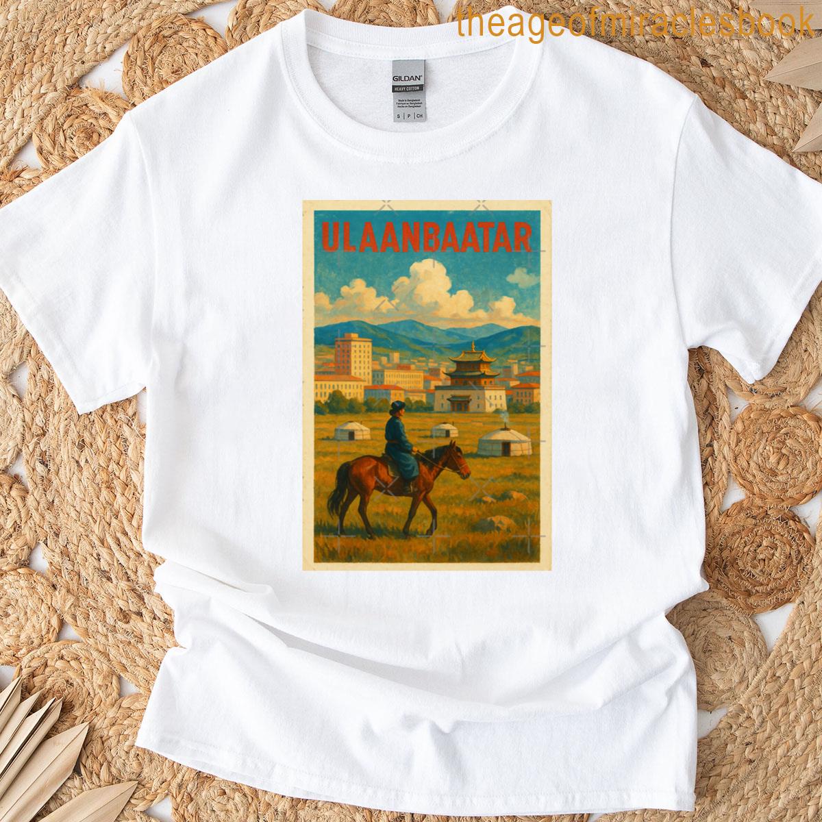Ulaanbaatar City With Horse Rider And Yurts T-shirt