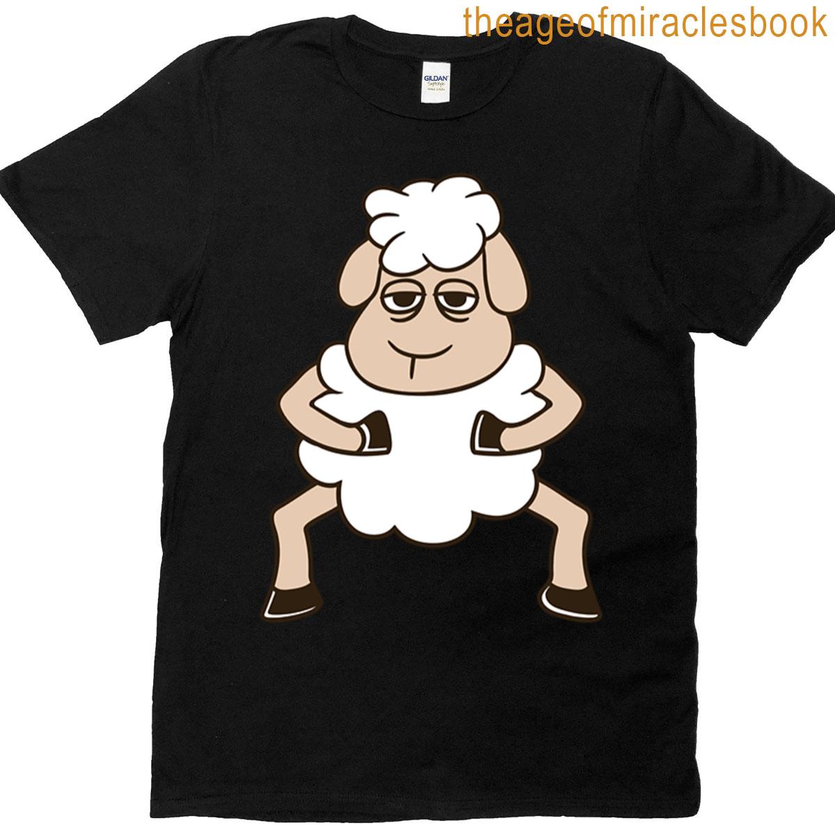 Sheep Tired Bored Look Standing Cute Cool Cartoon T-shirt