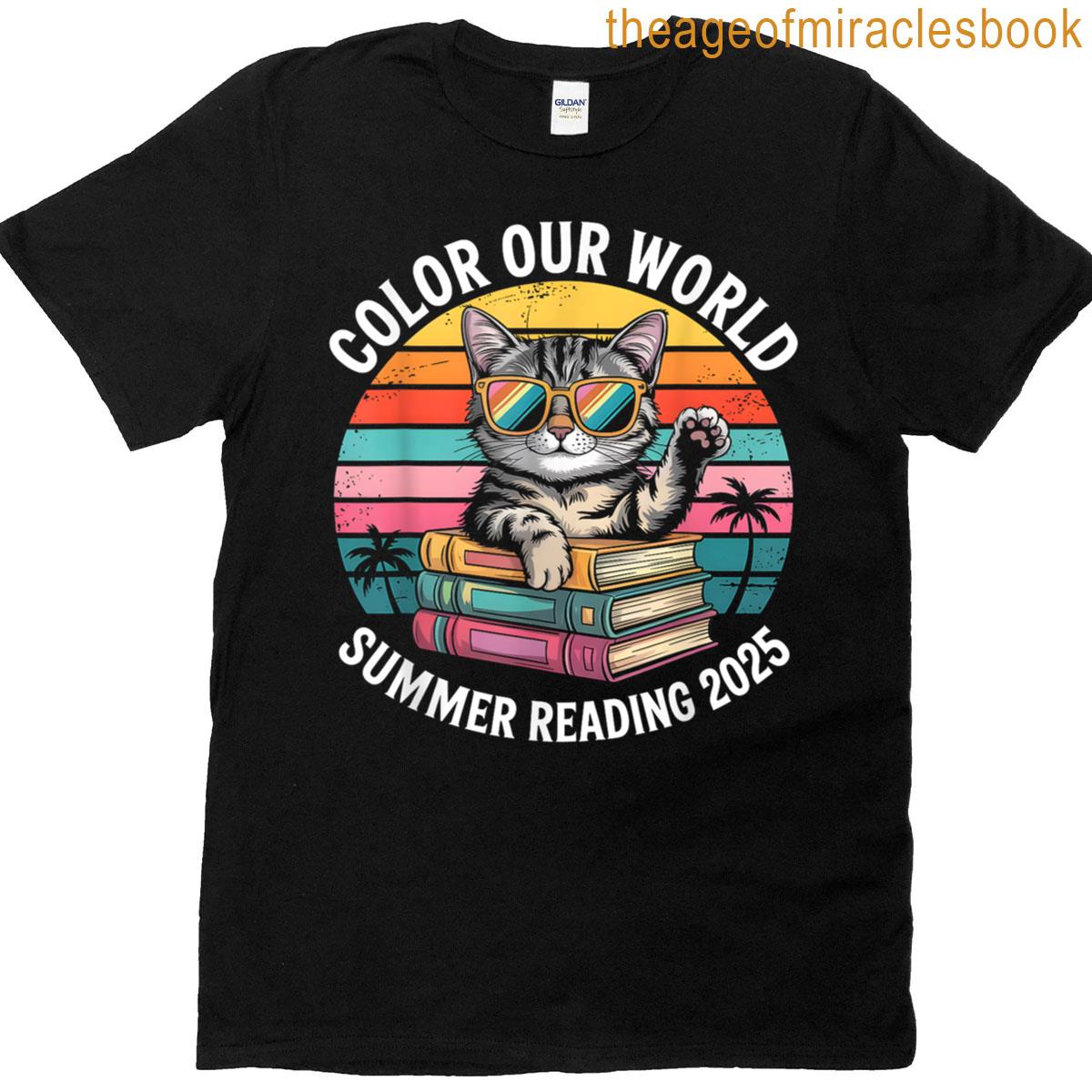 Color Our World Summer Reading 2025 Cat T-shirt