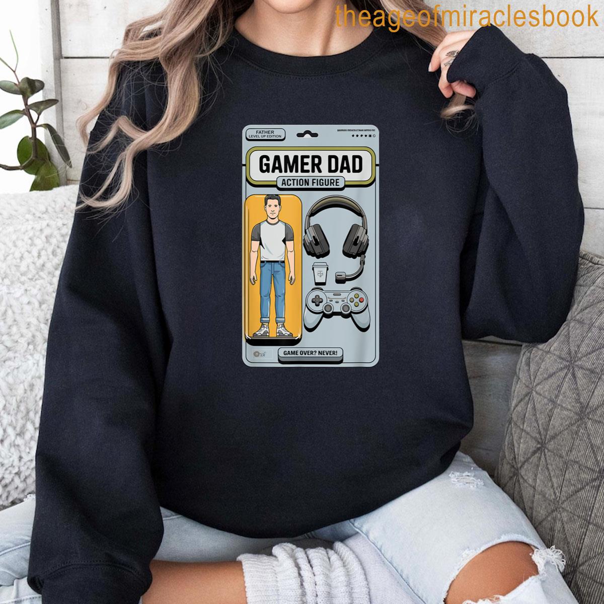 Gamer Dad Action Figure Level Up Meme Parody T-shirt