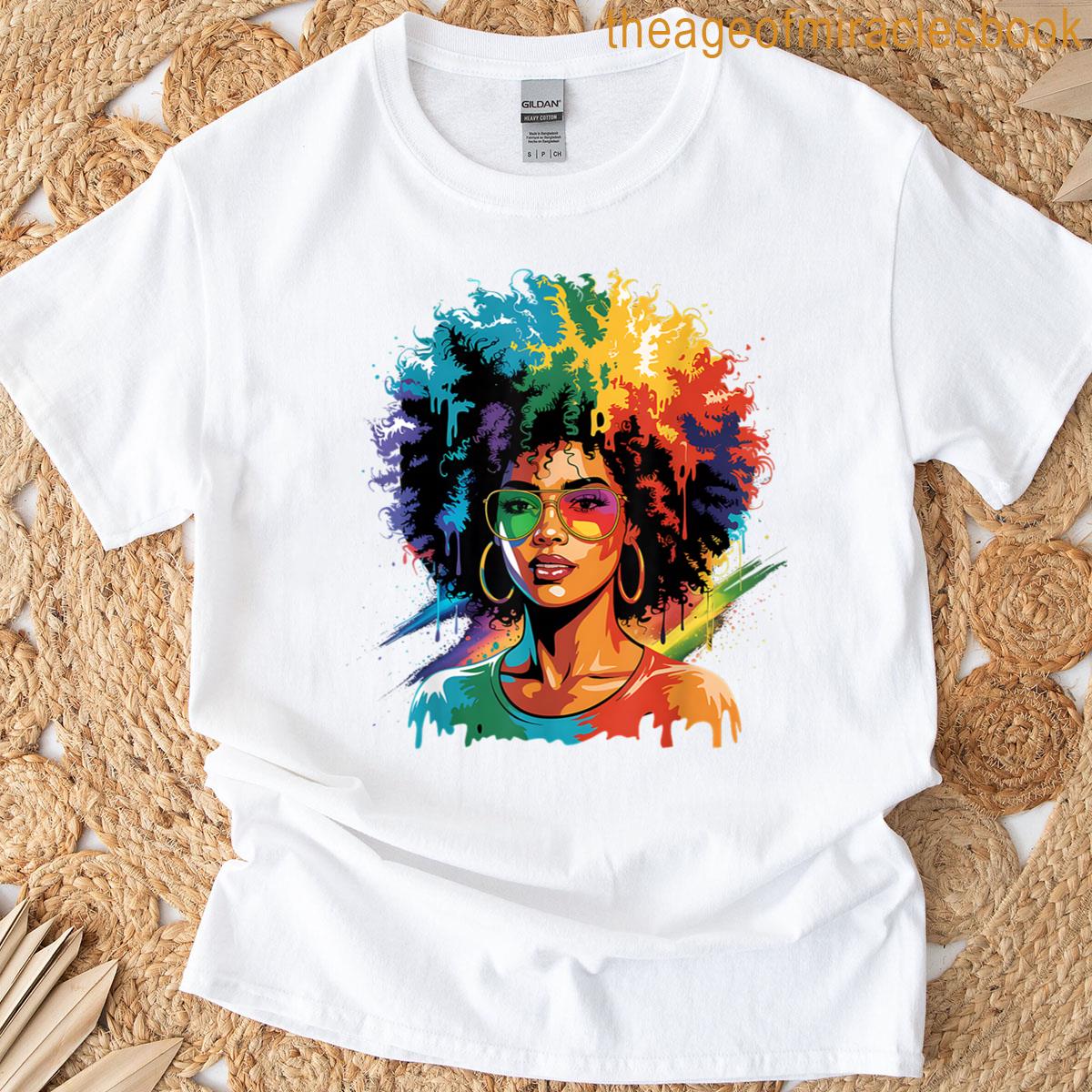 Juneteenth Black Queen Afro Pride Art Dripping Melanin Power T-shirt