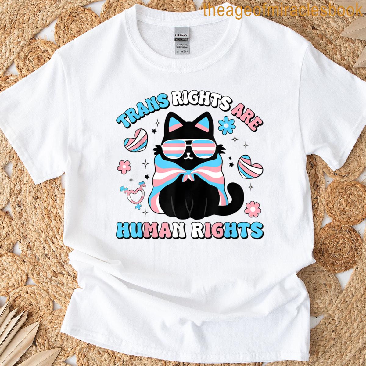 Trans Rights Are Human Rights Cat Lgbt Pride T-shirt