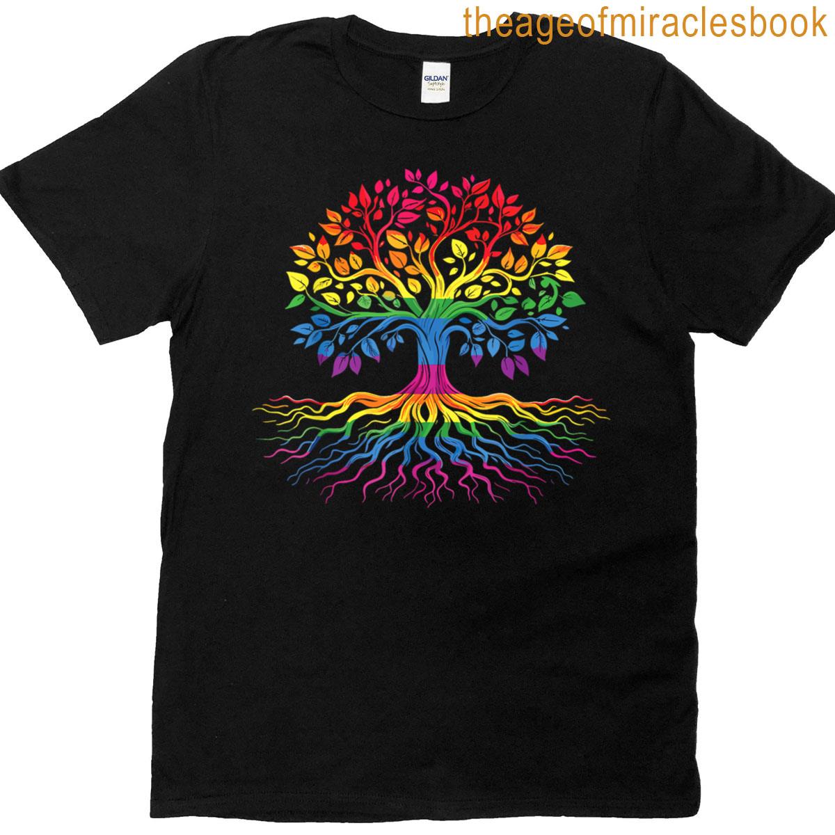 Tree Life Rainbow Lgbtq Cool Gay Pride Flag Ally Kids Men T-shirt