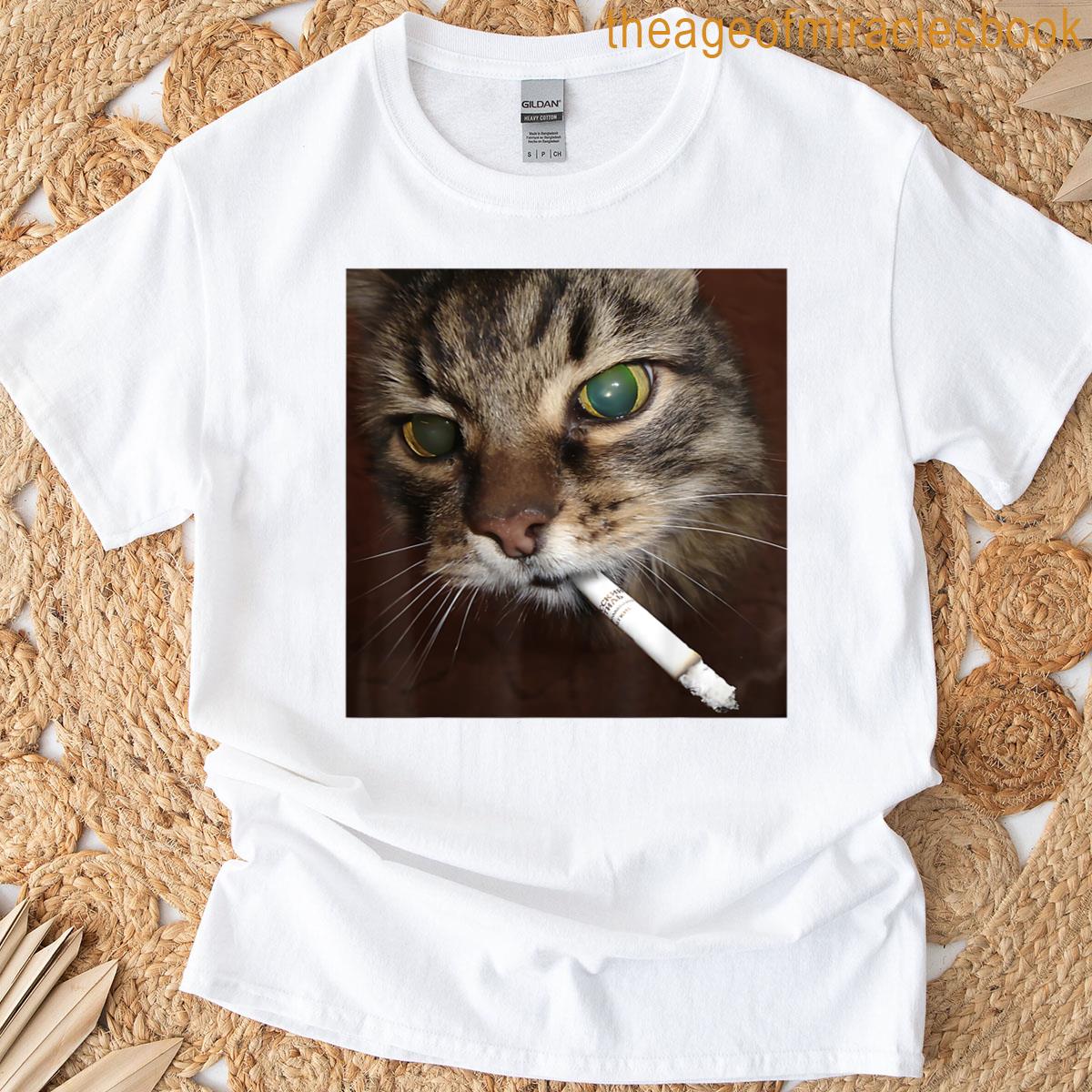 Cat Meme Cat Smoking Cigarette T-shirt