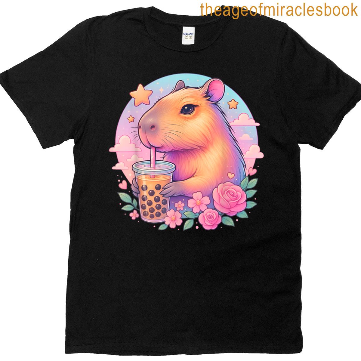Cute Capybara Kawaii Anime Boba Bubble Tea Lover Girls Teen T-shirt