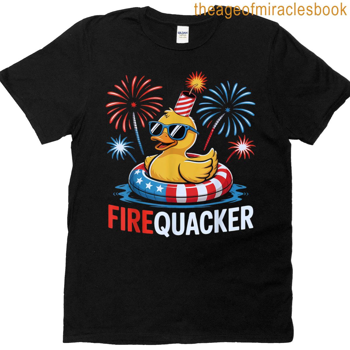 Funny 4th Of July Duck Firequacker Patriotic Fourth Of July T-shirt